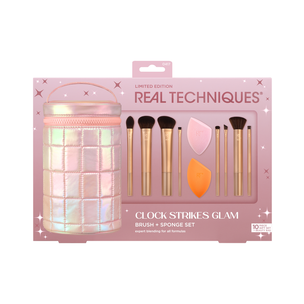 Real Techniques Clock Strikes Glam Brush + Sponge Kit, 11 Piece Limited ...