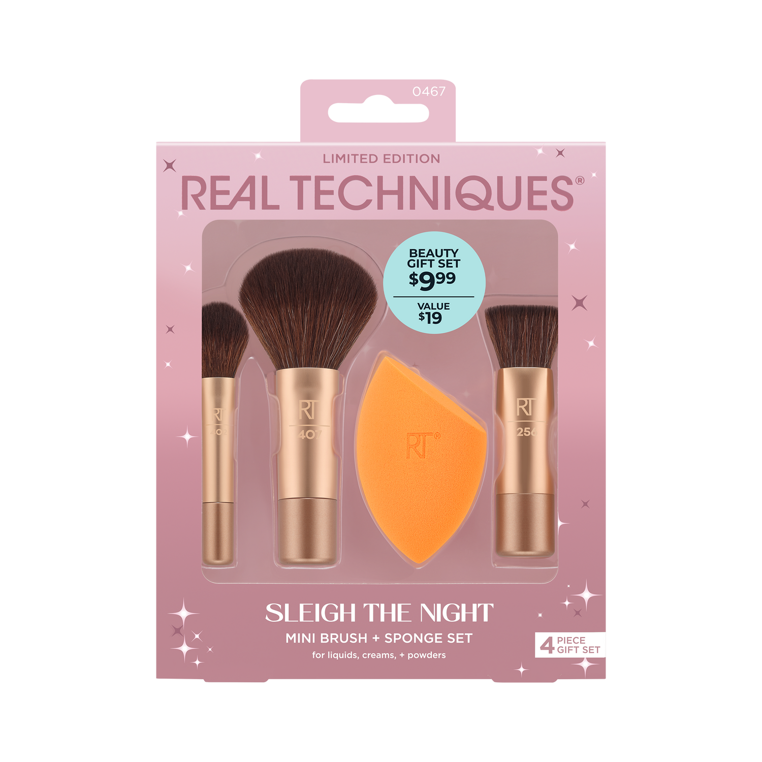 Real Techniques Sleigh The Night Mini Brush + Sponge Kit, 4 Piece ...