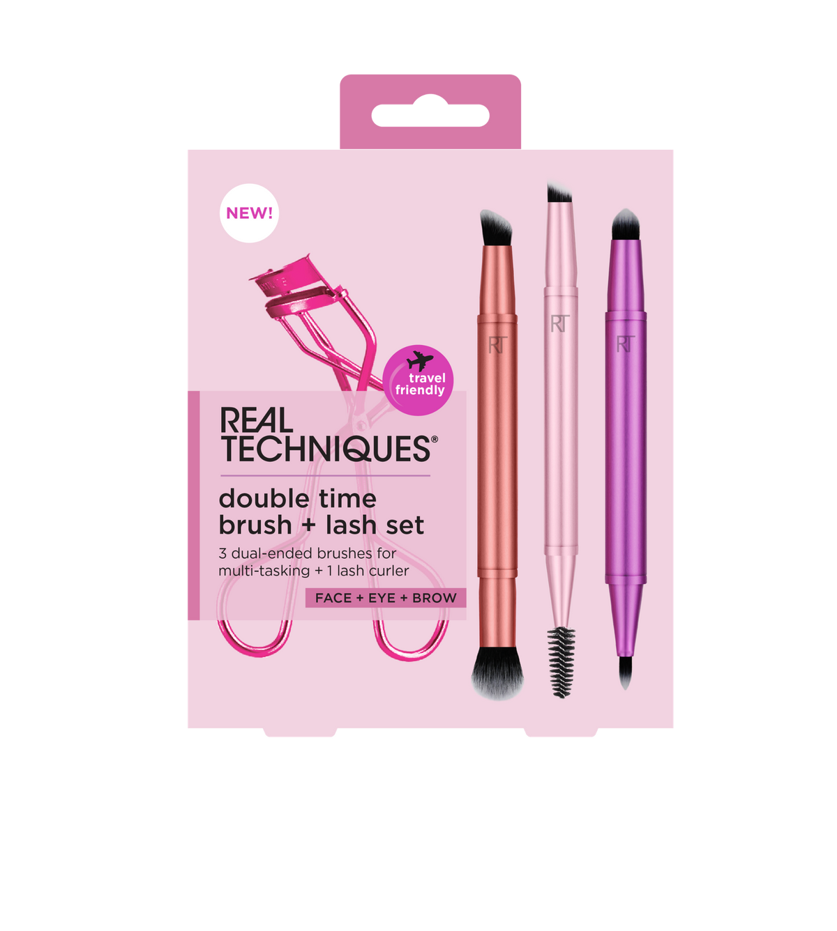 Real Techniques Double Time Brush + Lash Kit, 4 Piece Set ...