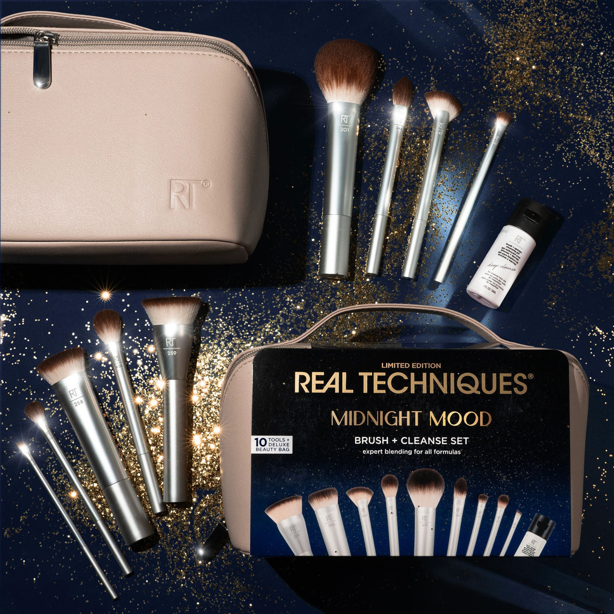 Real Techniques Midnight Mood Brush + Cleanse Kit, 11 Piece Limited ... Real Techniques Midnight Mood Brush + Cleanse Kit, 11 Piece Limited ...